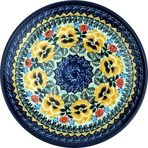 Polish Pottery Dinner Plate Viola Lemon drop Signature — The Bramble Patch