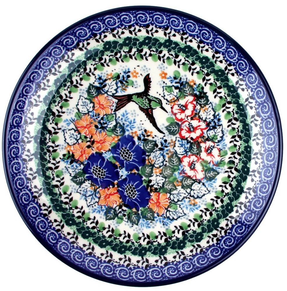 Polish Pottery Dinner Plate Emerald Hummingbird Signature — The Bramble ...
